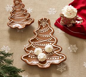 Gingerbread Tree Stoneware Platter | Pottery Barn