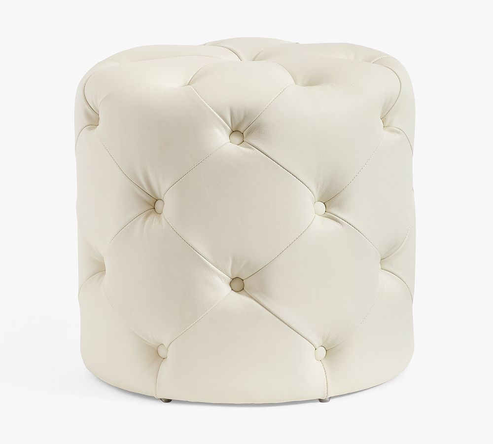 Tufted Leather Accent Stool | Pottery Barn