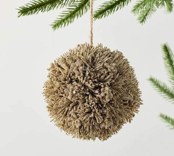 Sparkly Textured Gold Ball Ornament | Pottery Barn