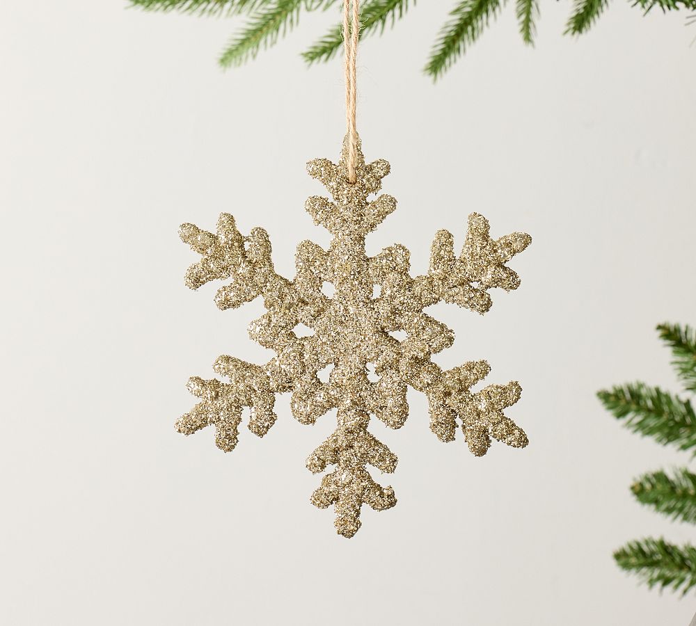 Sparkly Gold Snowflake Ornament | Pottery Barn