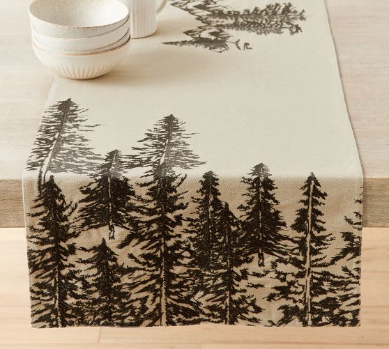 Rustic Forest Cotton/Linen Table Runner | Pottery Barn
