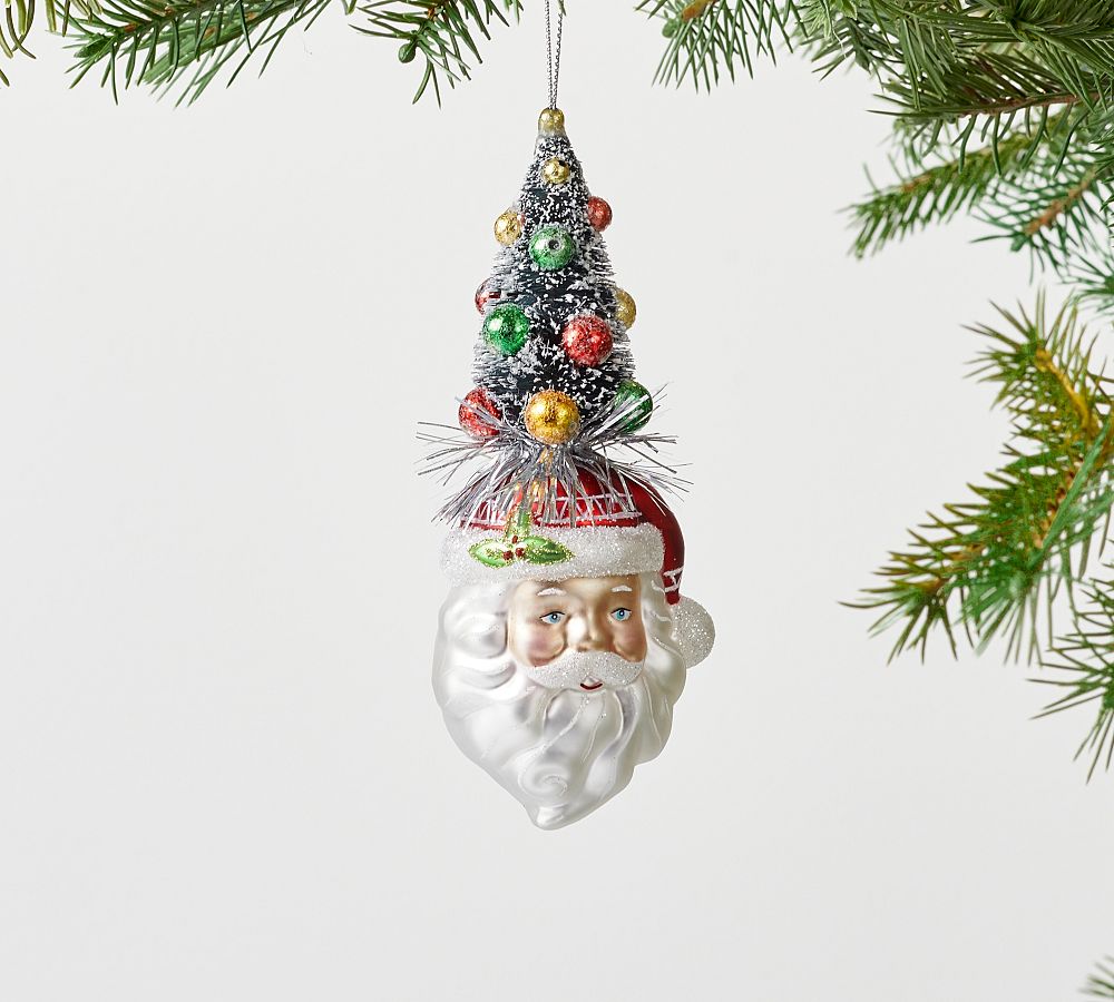 Santa Head With Tree Ornament | Pottery Barn