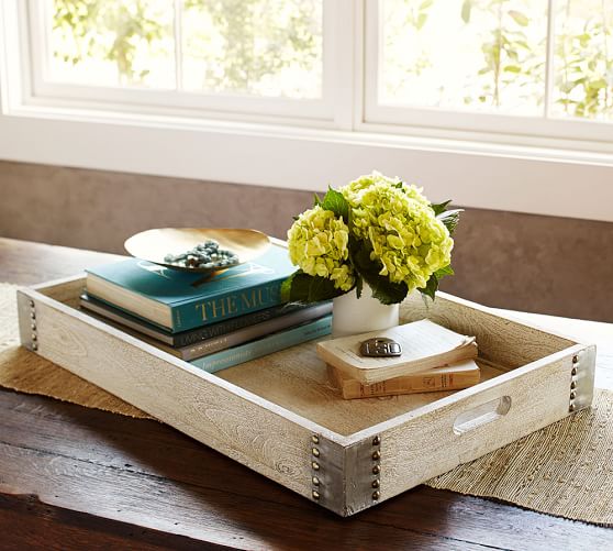 Brass Studded Corner Tray | Pottery Barn