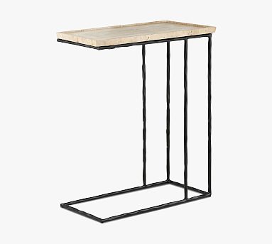 Tate Rectangular Marble C-Table (20") | Pottery Barn