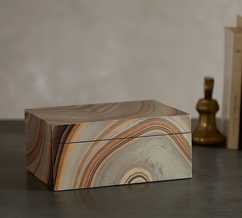 Natural Marbled Decoupage Box | Pottery Barn
