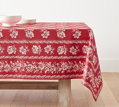 Ella Floral Oilcloth Outdoor Tablecloth | Pottery Barn