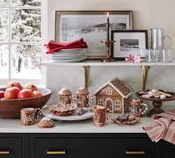 Gingerbread House Lidded Stoneware Mugs | Pottery Barn