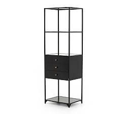 Harmon Metal Open Bookcase with Drawers | Pottery Barn