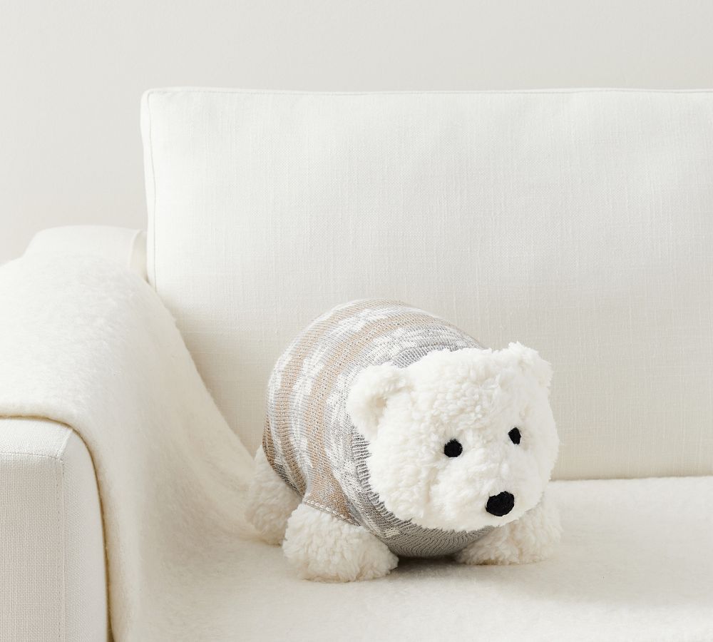 Parker Polar Bear with Sweater Shaped Pillow | Pottery Barn
