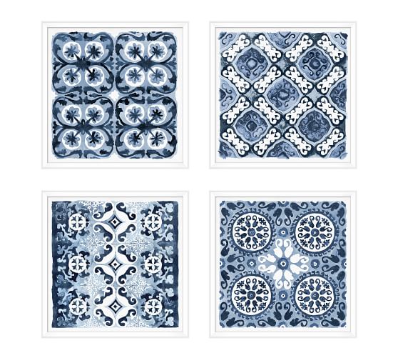 Decorative Blue Framed Paper Print | Pottery Barn