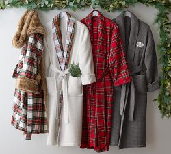 Waffle Weave Resort Stewart Plaid Robe | Pottery Barn