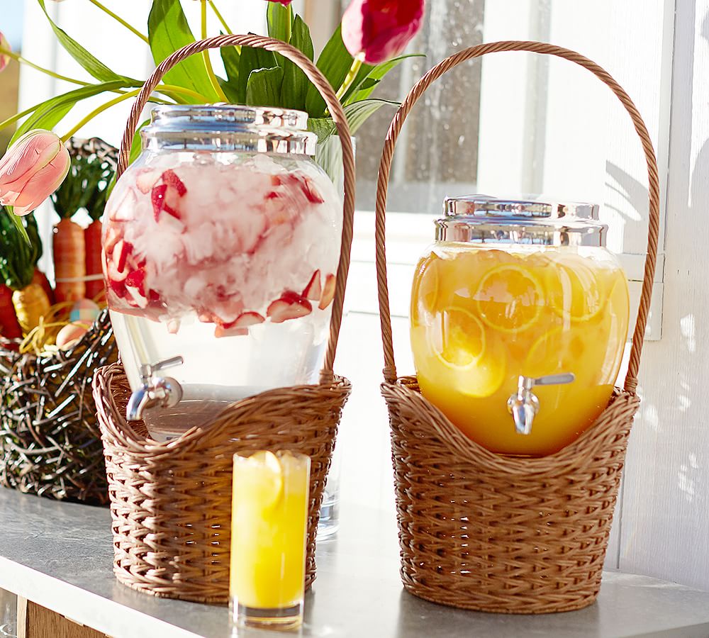Woven Basket Drink Dispenser Stand | Pottery Barn