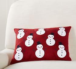 Mini Snowman Crewel Pillow | Pottery Barn