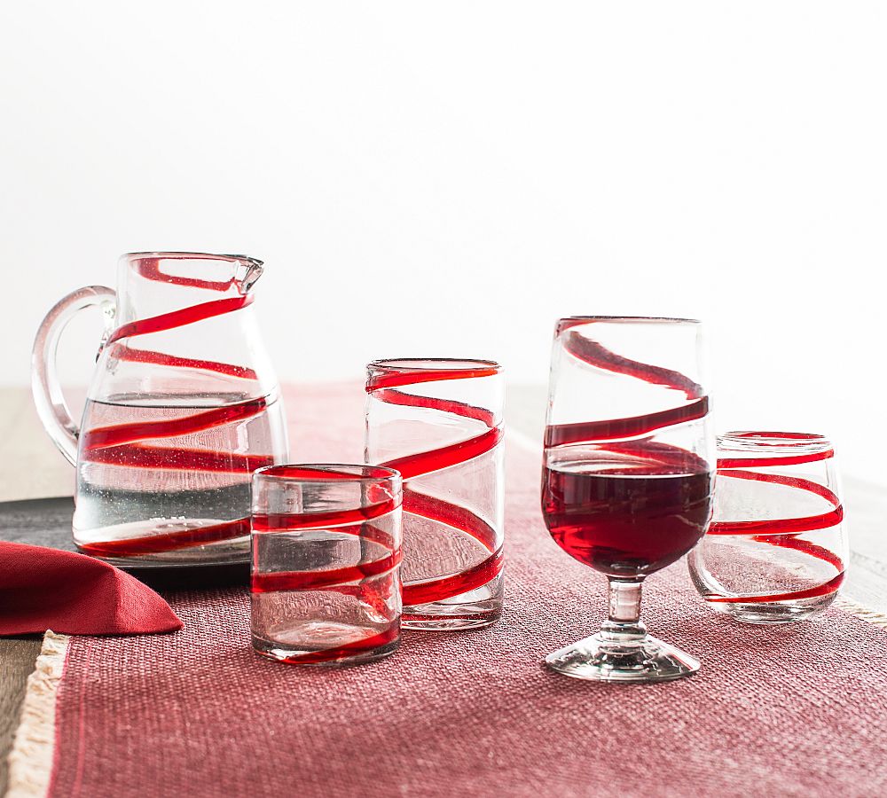 Red Ribbon Handmade Recycled Drinkware Collection | Pottery Barn