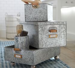Galvanized Rolling Storage | Pottery Barn