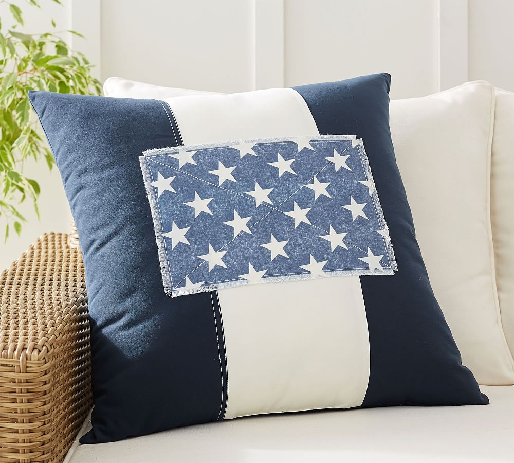 Blue Star Patch Outdoor Pillow | Pottery Barn