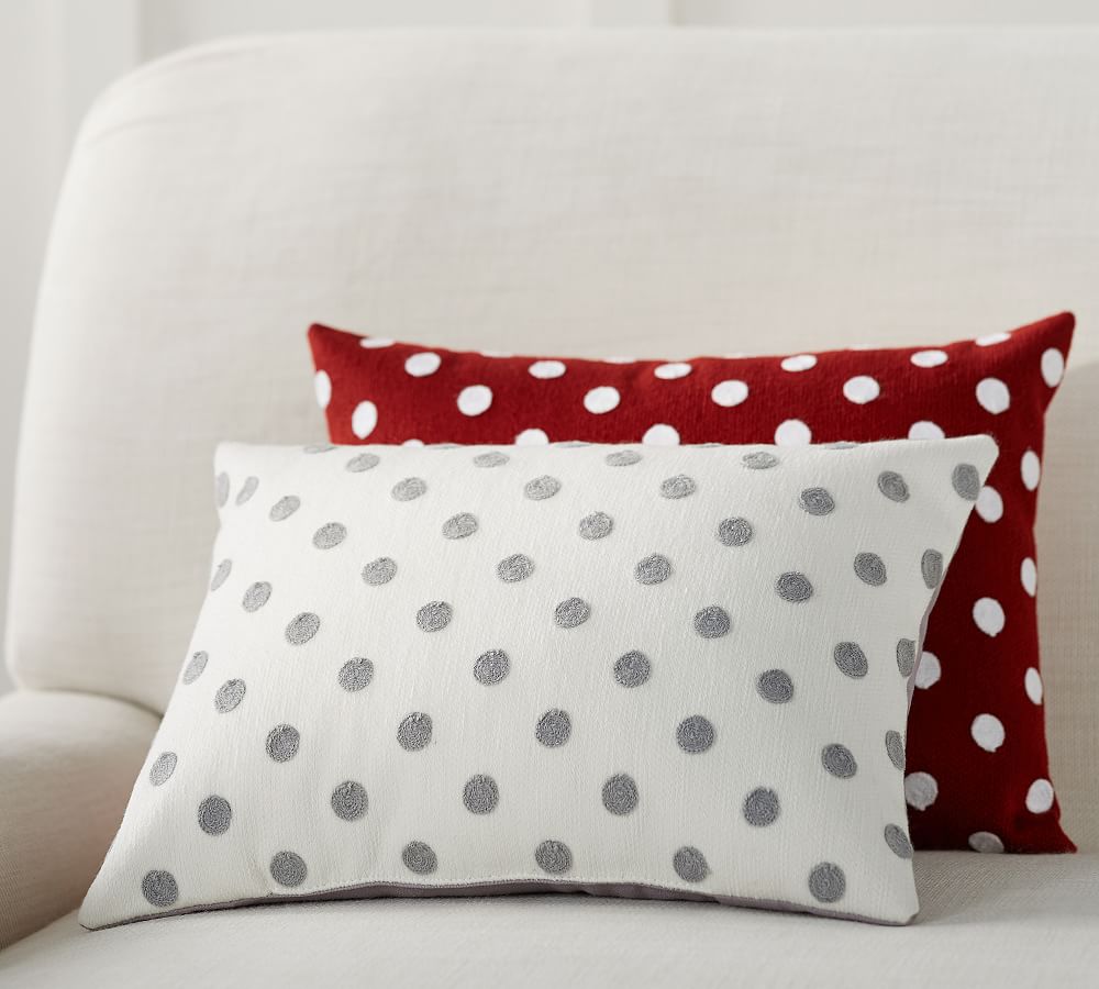 Polka Dot Crewel Pillow | Pottery Barn