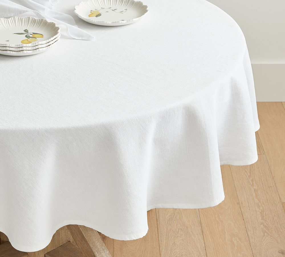 Mason Round Linen Tablecloth | Pottery Barn