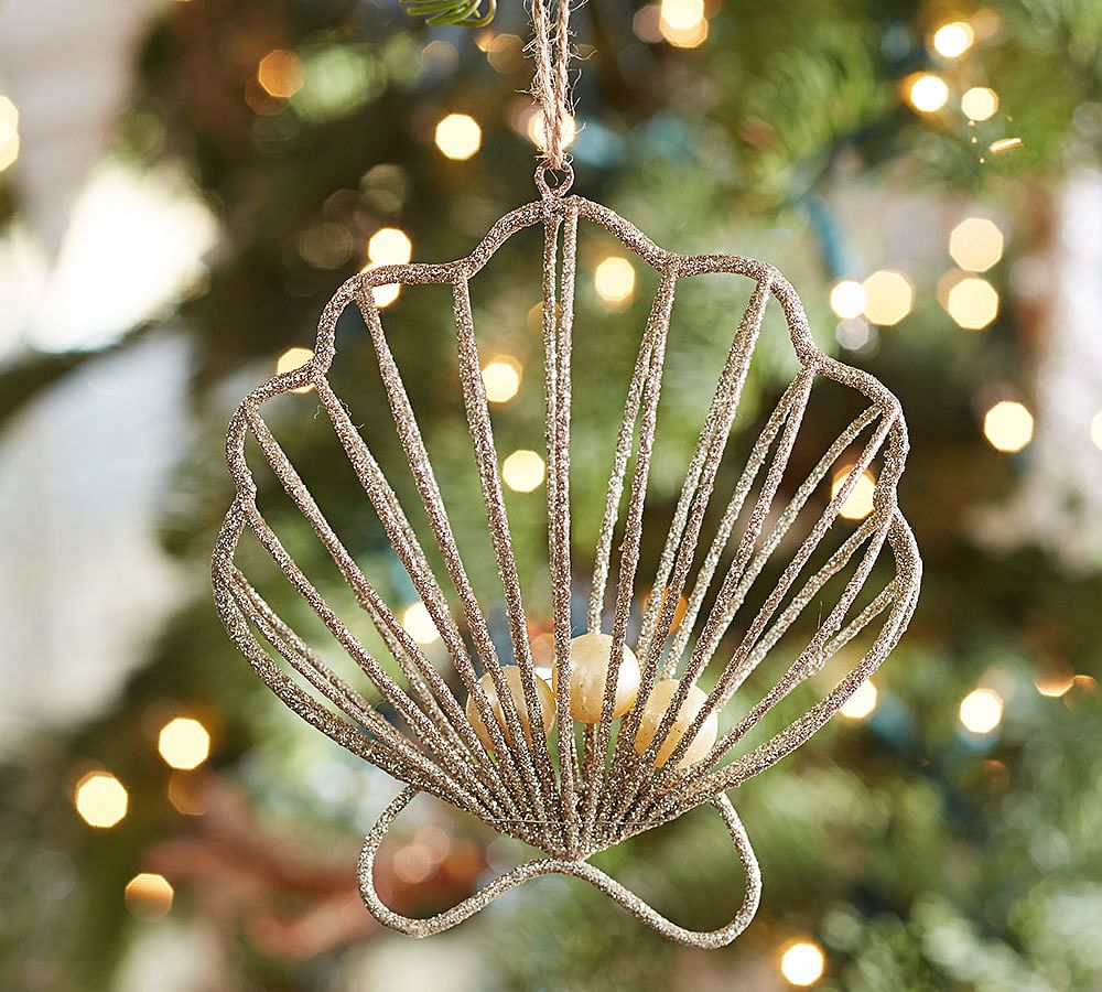 Gold Wire Clam Shell Christmas Ornament | Pottery Barn