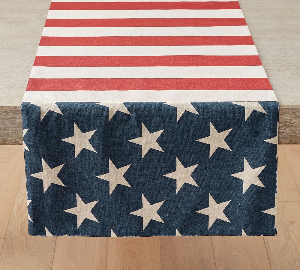 American Flag Cotton/Linen Table Runner | Pottery Barn