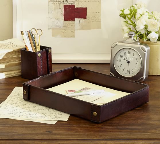 Saddle Leather Letter Tray | Pottery Barn