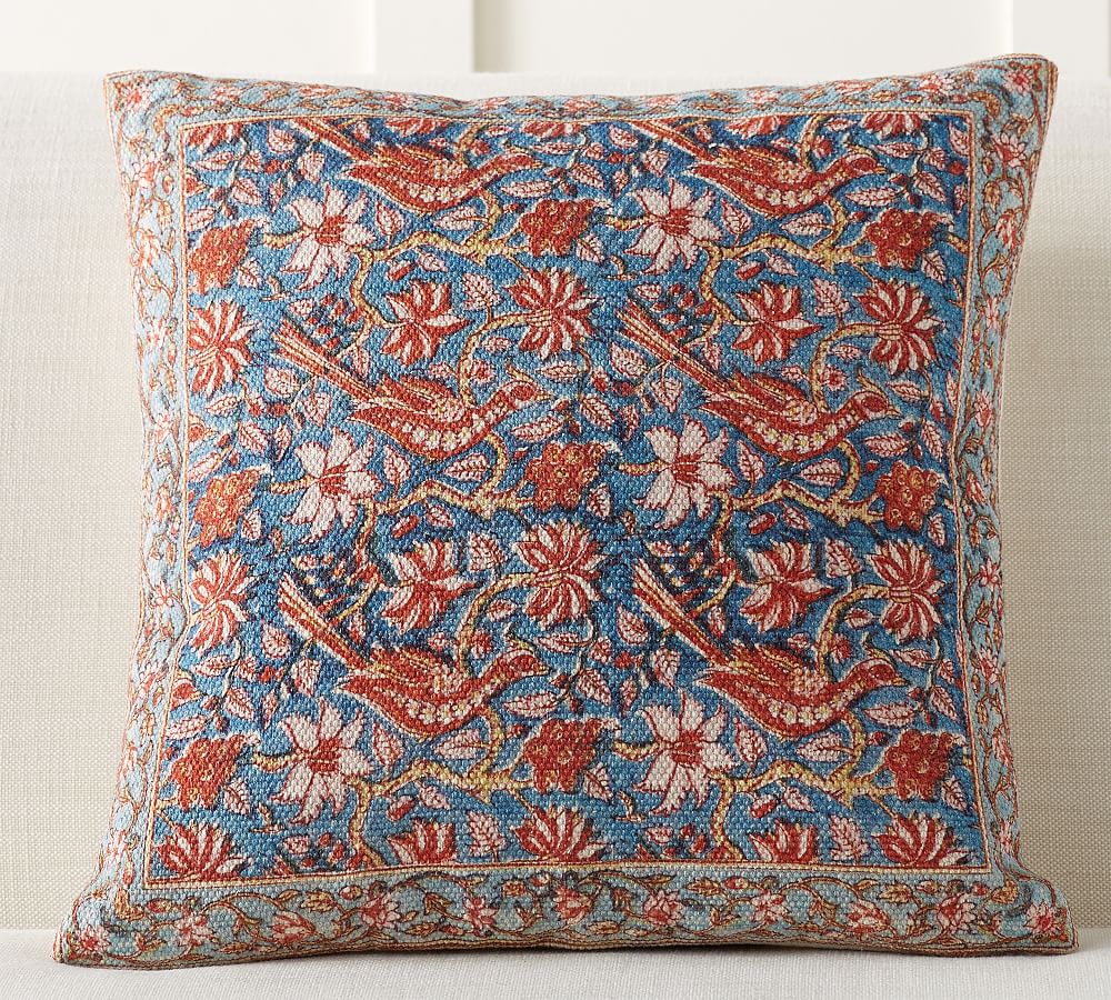 Reagan Block Print Inspired Decorative Pillow Cover | Pottery Barn