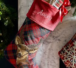 Embellished Plaid Stockings | Pottery Barn