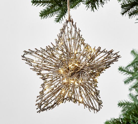 Lit Wooden Star Ornament | Pottery Barn