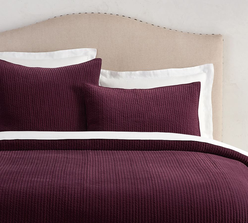 Monique Lhuillier Velvet Channel Quilt & Sham | Pottery Barn