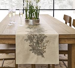Garland Botanical Cotton/Linen Table Runner | Pottery Barn