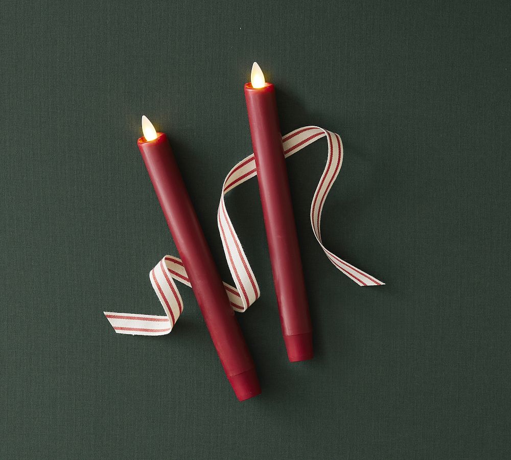 Premium Flickering Flameless Wax Taper Candle | Pottery Barn