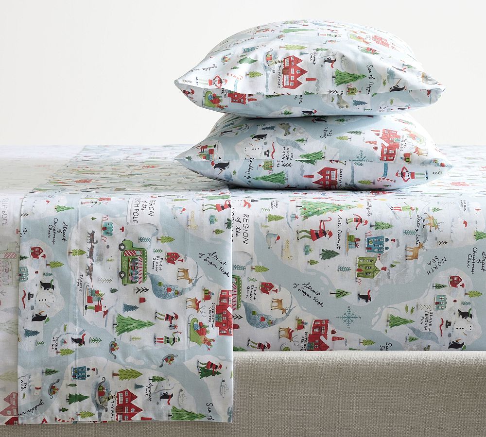 North Pole Percale Sheet Set | Pottery Barn