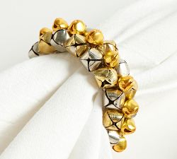 Gold and Silver Bells Napkin Rings - Set of 4 | Pottery Barn
