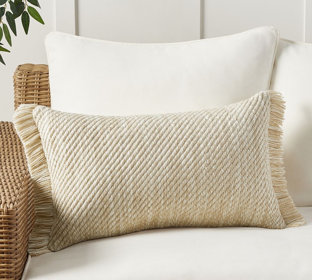 Pompano Handwoven Outdoor Lumbar Pillow | Pottery Barn