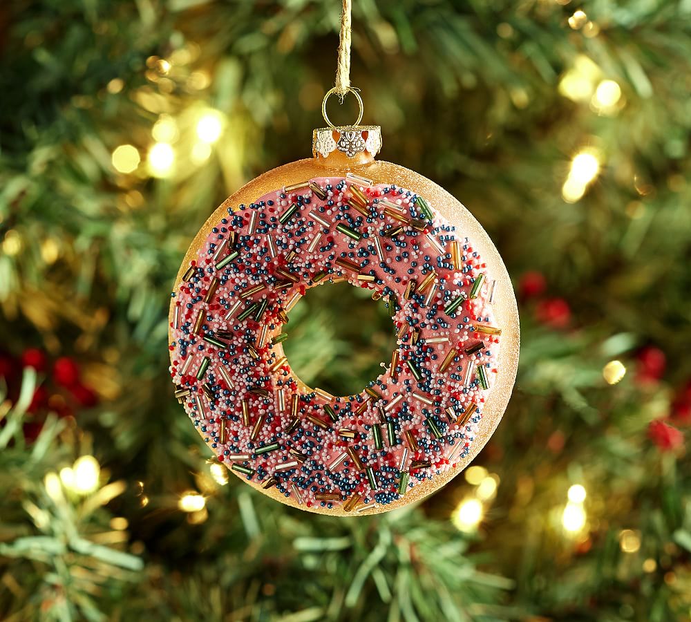 Glass Donut Beaded Sprinkles Christmas Ornament | Pottery Barn