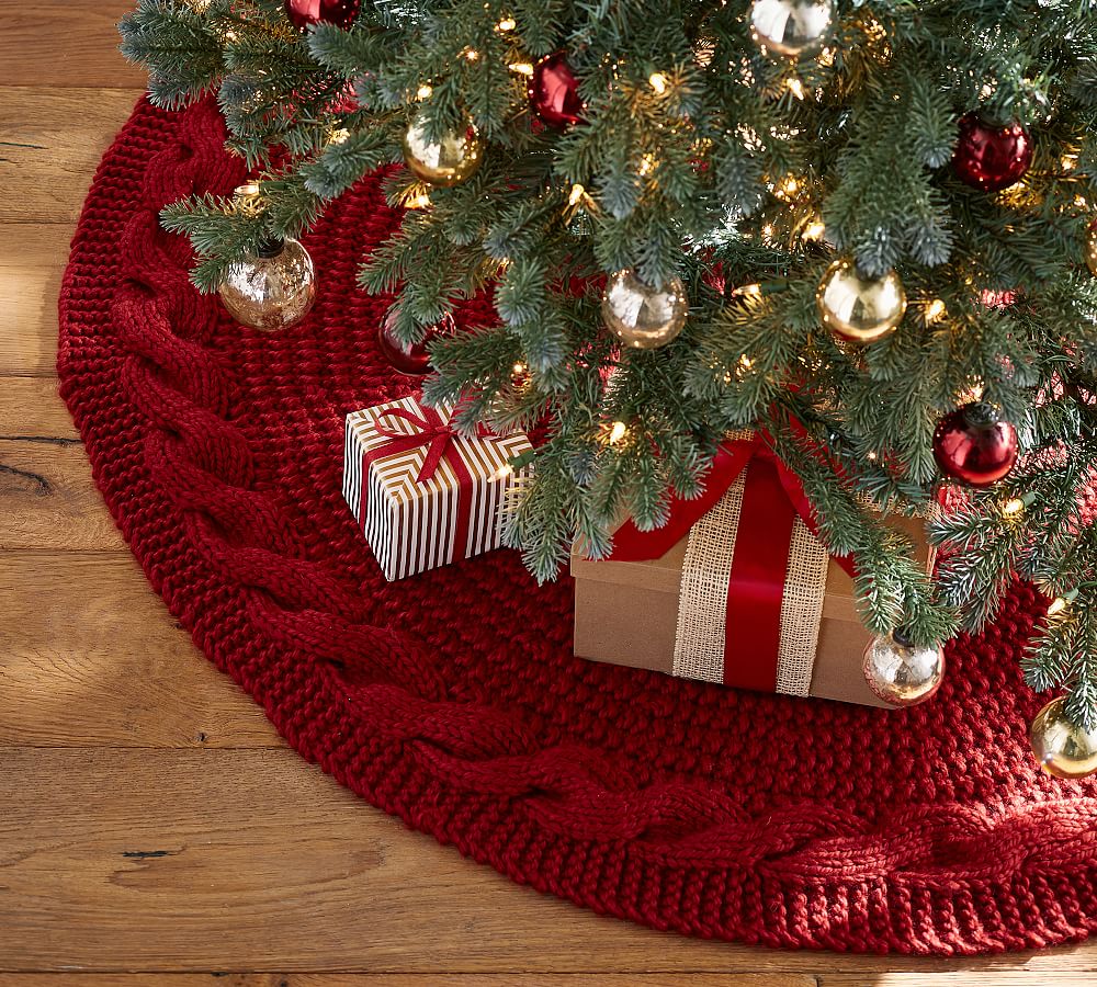 Chunky Cable Knit Tree Skirt | Pottery Barn