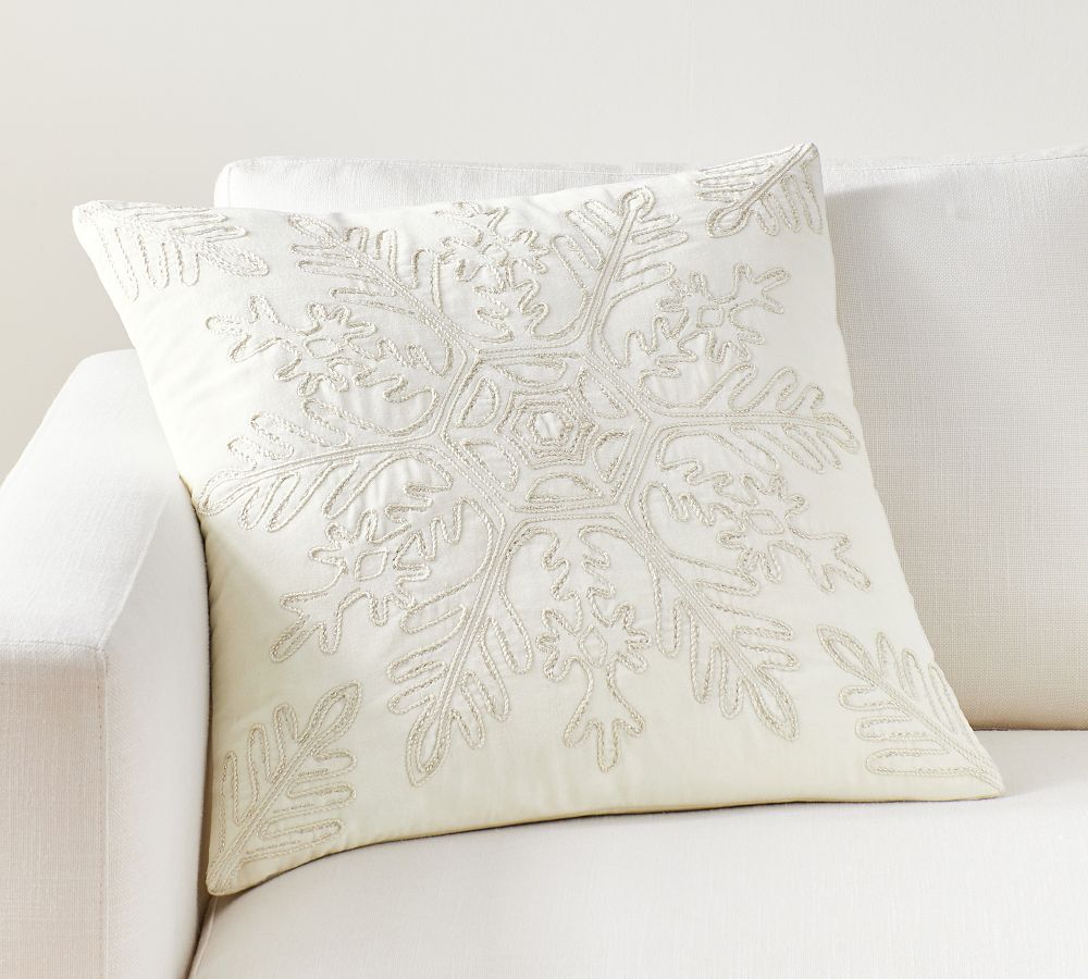 Metallic Embroidered Snowflake Pillow Cover | Pottery Barn