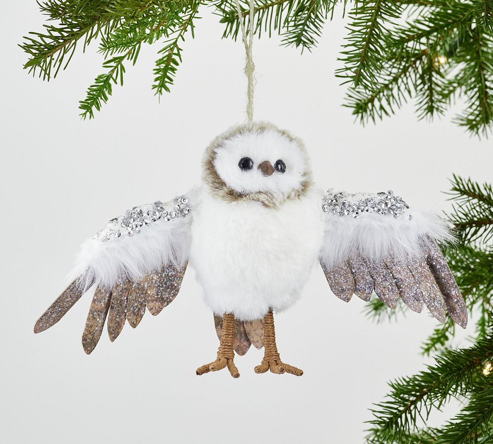 Furry Owl Ornament | Pottery Barn