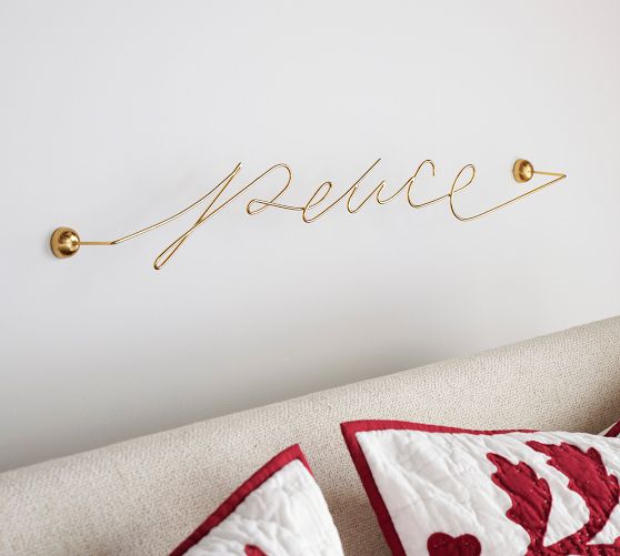 Brass Script Wall Art - Peace | Pottery Barn