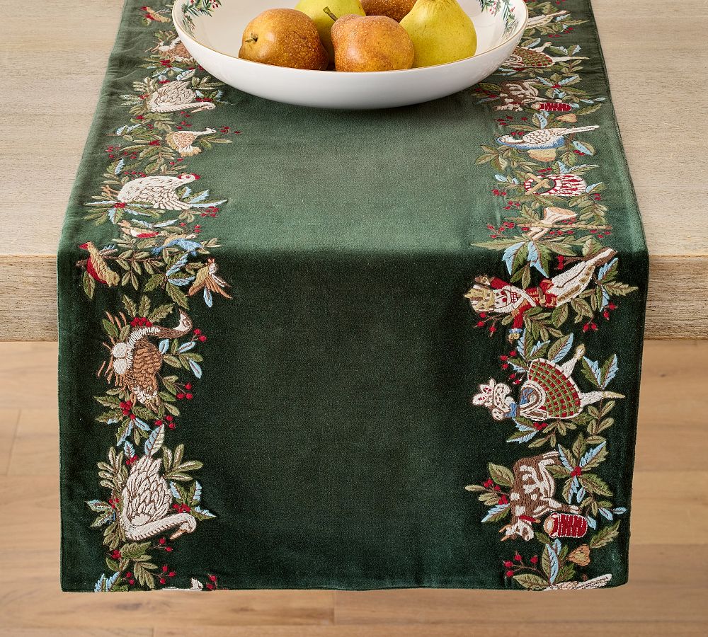 12 Days of Christmas Velvet Table Runner | Pottery Barn