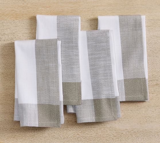 Shimmer Border Linen Napkins - Set of 4 | Pottery Barn
