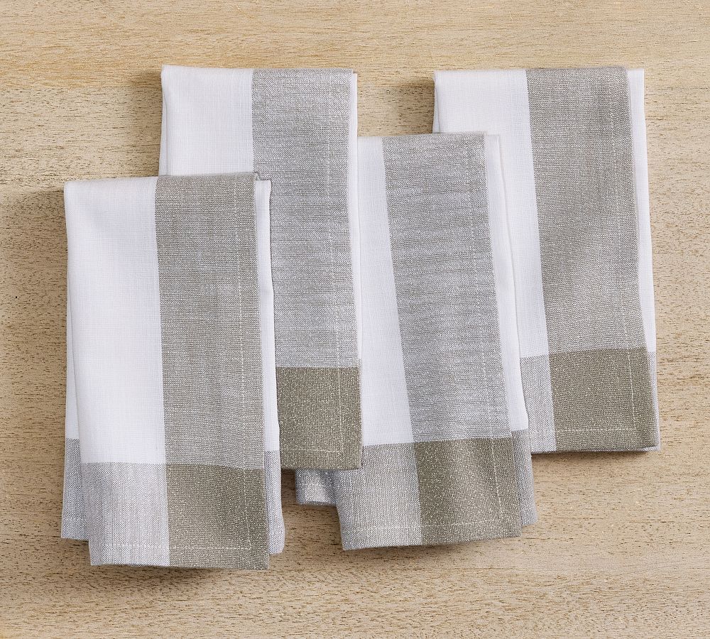 Shimmer Border Linen Napkins - Set of 4 | Pottery Barn