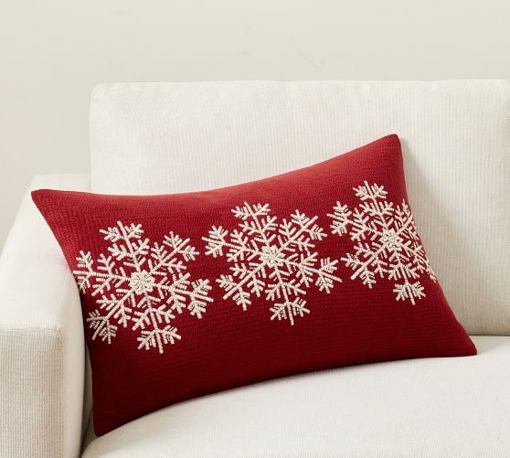Graphic Snowflake Lumbar Pillow | Pottery Barn