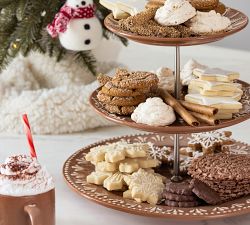 Gingerbread Stoneware Tiered Stand | Pottery Barn