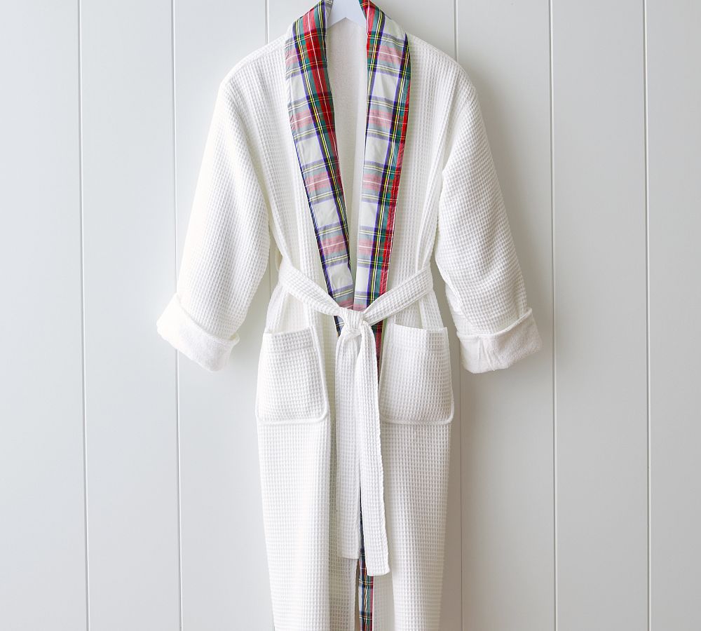 Waffle Weave Resort Stewart Plaid Robe | Pottery Barn