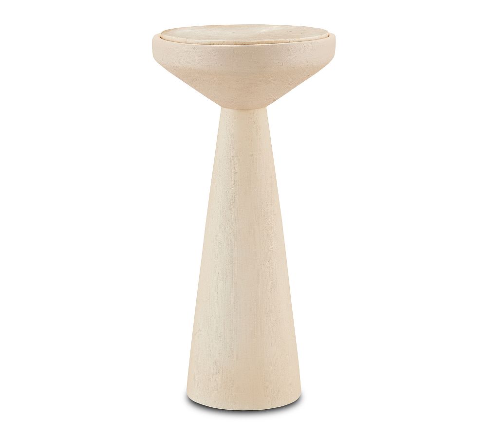 Jaime Round Travertine Accent Table (11") | Pottery Barn