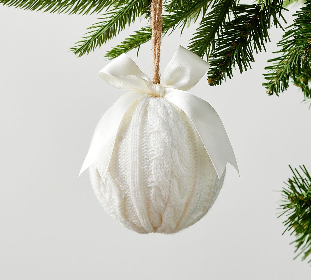 White Fabric Sphere Ornament | Pottery Barn
