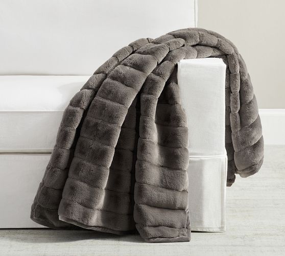Faux Fur Channel Throw | Pottery Barn
