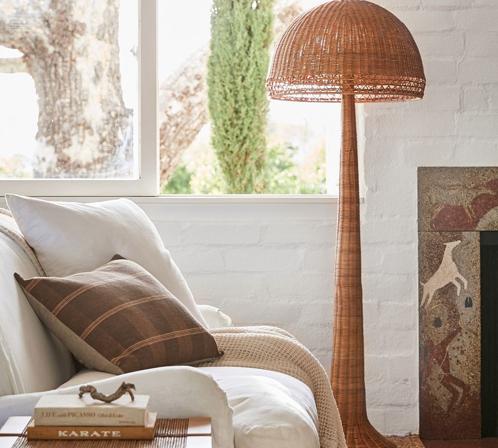 Augustus Round Rattan Floor Lamp (65") | Pottery Barn