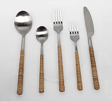 Tava Handwoven Stainless Steel Flatware - Set of 5 | Pottery Barn